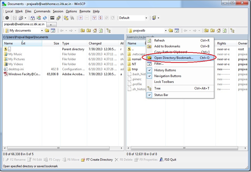 Using WinSCP