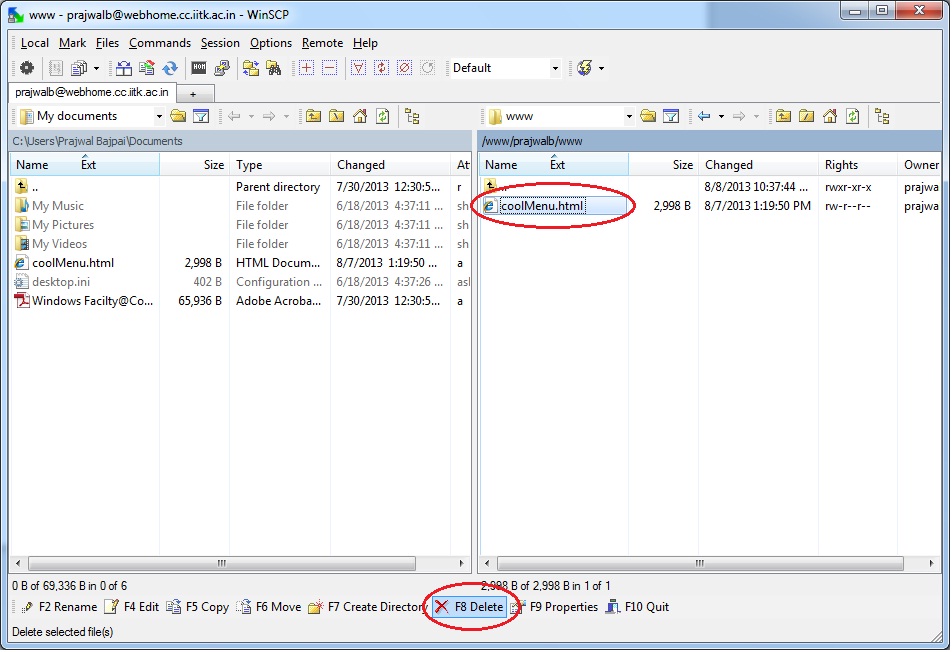 Using WinSCP